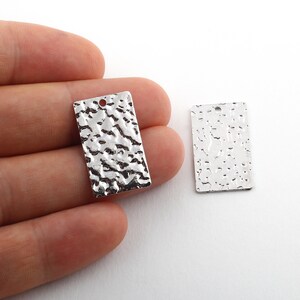 2 Pcs Silver Plated Rectangle Hammered Charms , Necklace Pendant ,brass ...