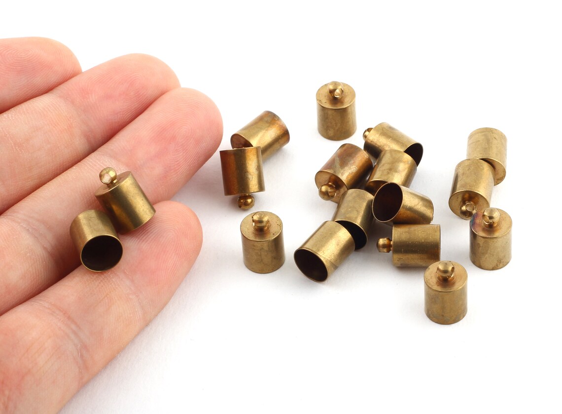 12 Pcs 8x12mm Raw Brass End Cap Solid Brass End Cap Cord | Etsy
