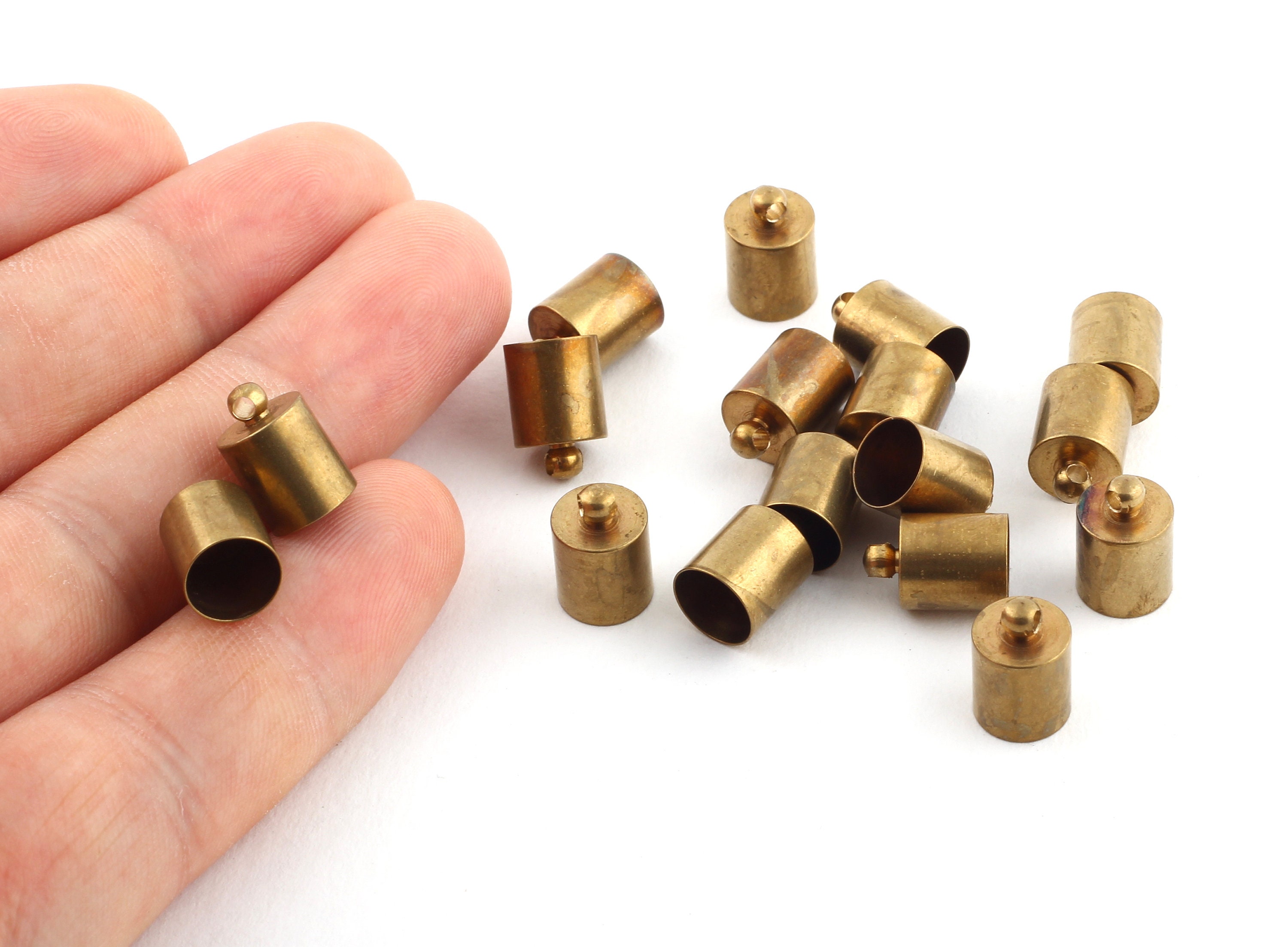 12 Pcs 8x12mm Raw Brass End Cap Solid Brass End Cap Cord | Etsy