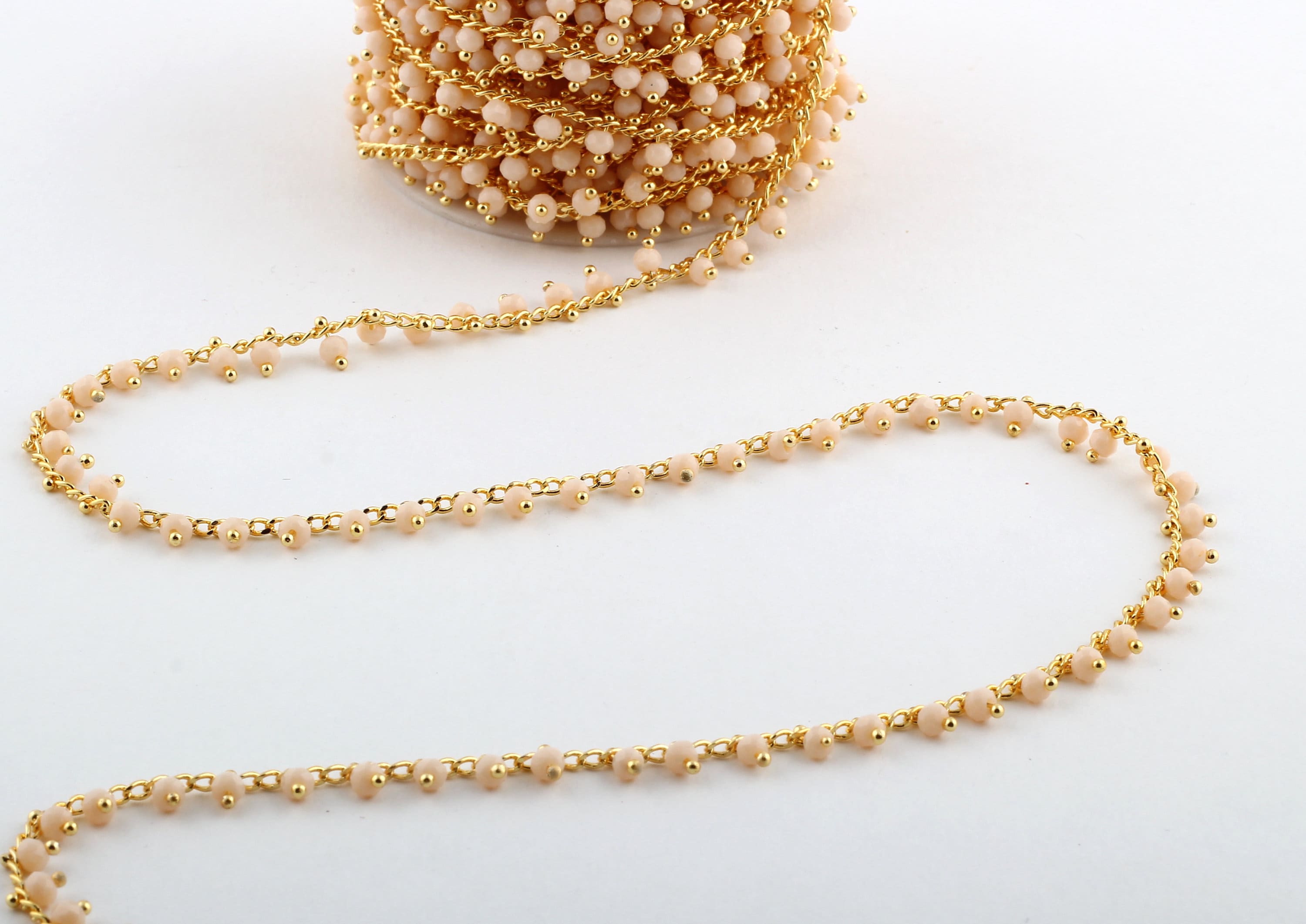 33 Feet Gold Plated Crystal Chains Beaded Chains Rosary - Etsy
