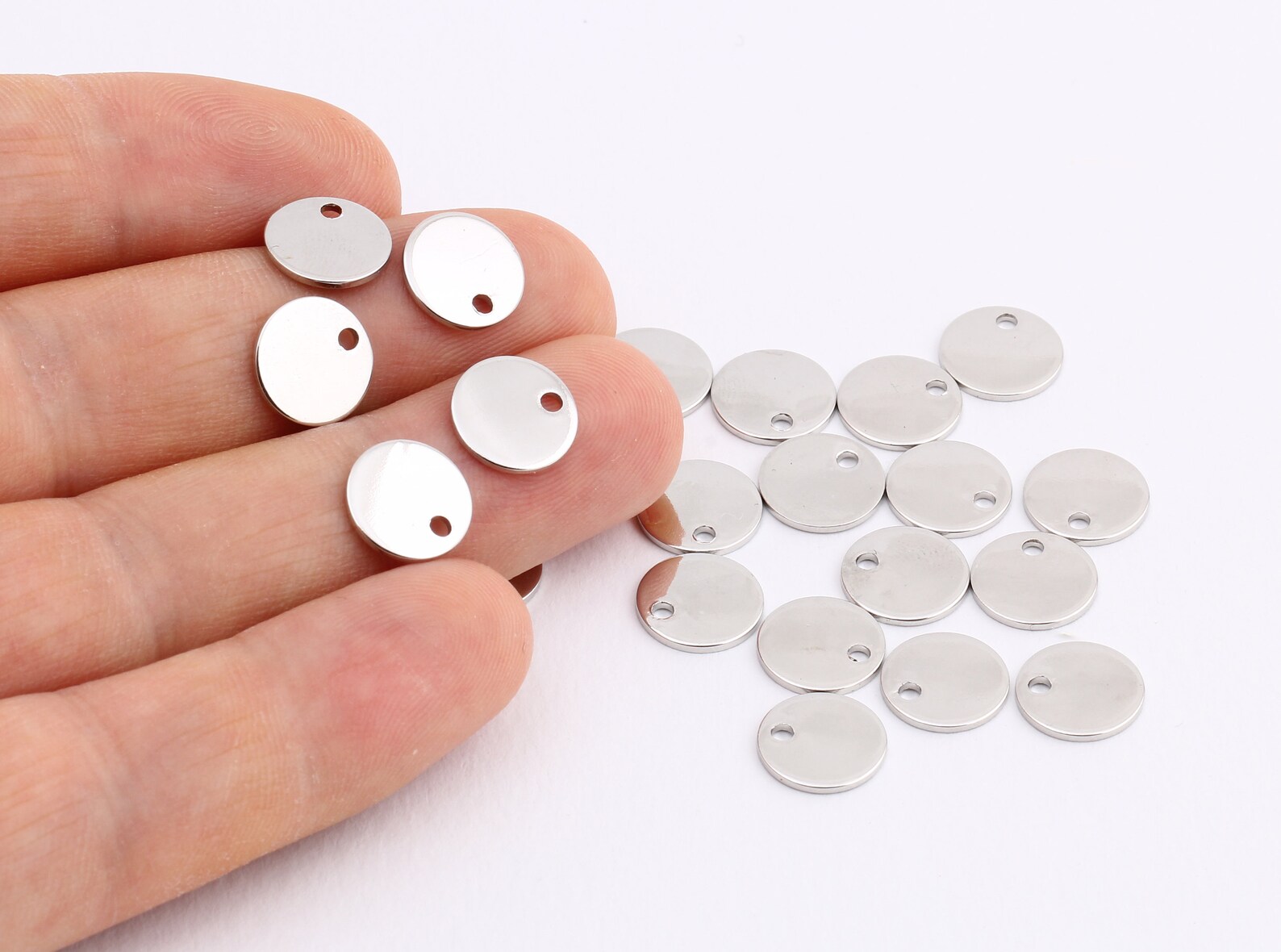 12 Pcs 10mm Silver Plated Hammered Disc Circle Disc | Etsy