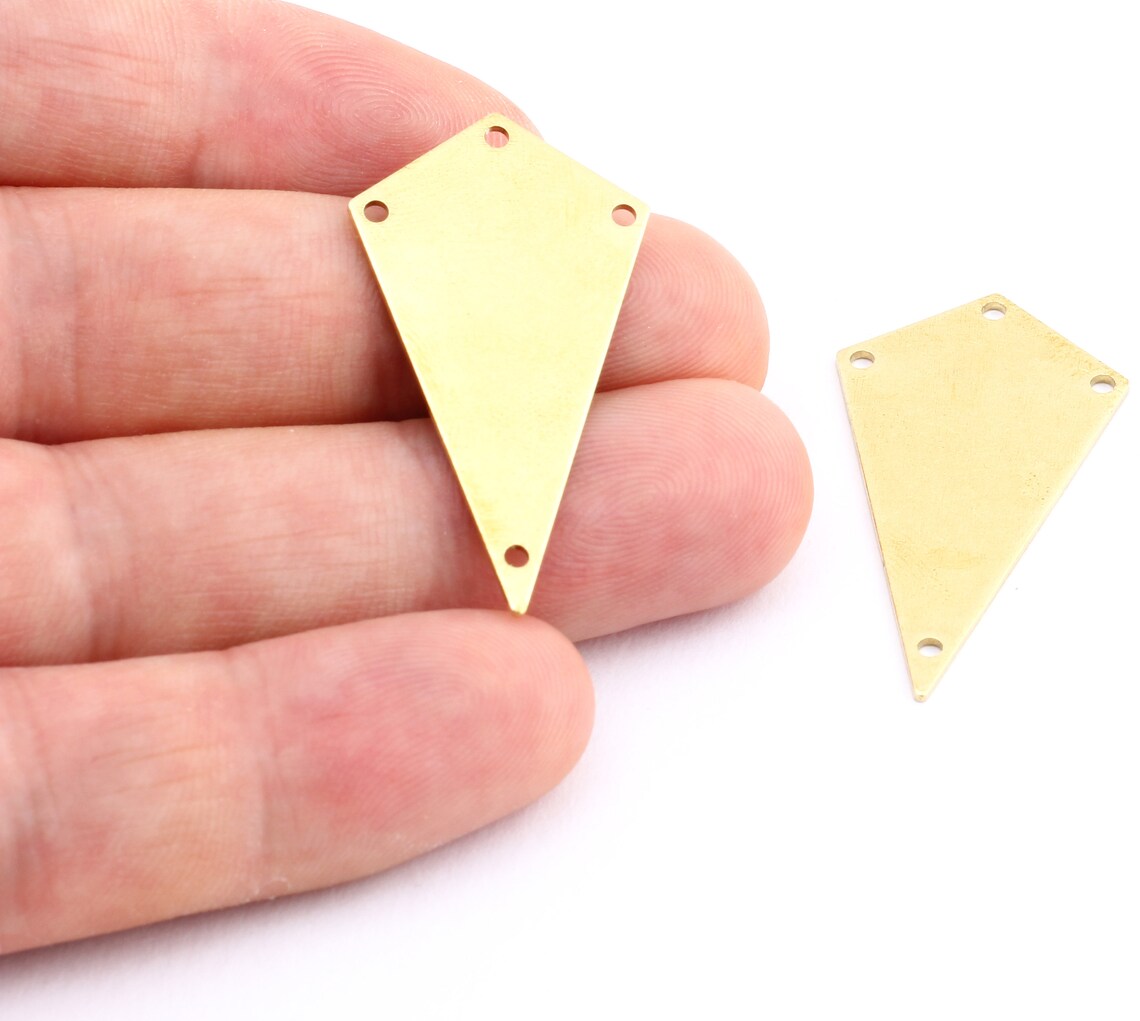 Necklace Triangle 6 Raw Brass Triangle Charms With 4 Holes - Etsy