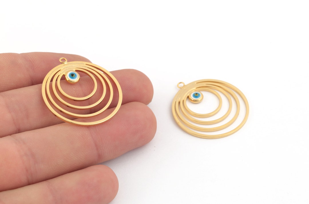 24k Shiny Gold Plated Evil Eye Medallion , Eye Necklace, Evil Eye ...