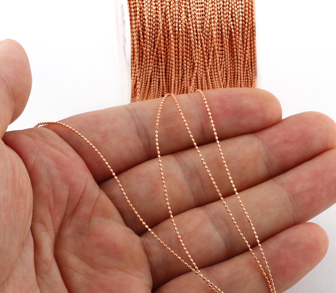 16,5 Feet 0.80mm Rose Gold Brass Faceted Ball Chains , Ball Chains ...