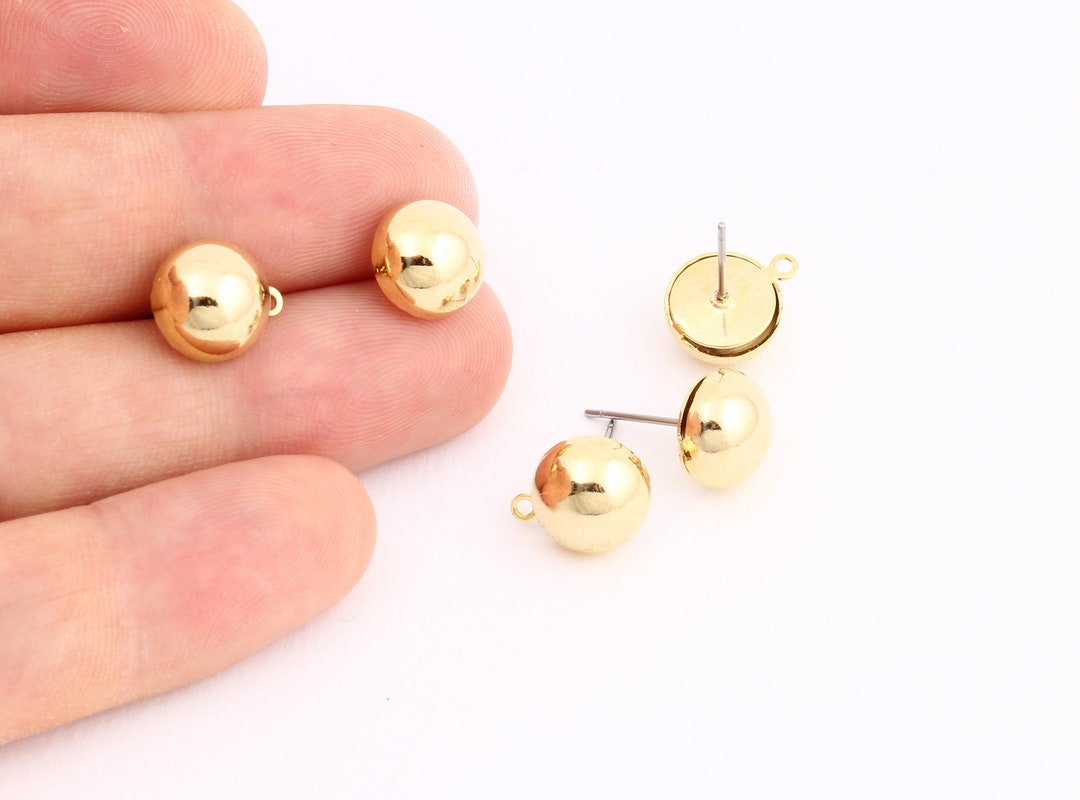 6 Pcs 24k Gold Plated Sterling Earring Post (7x10mm) Earring Findings ...