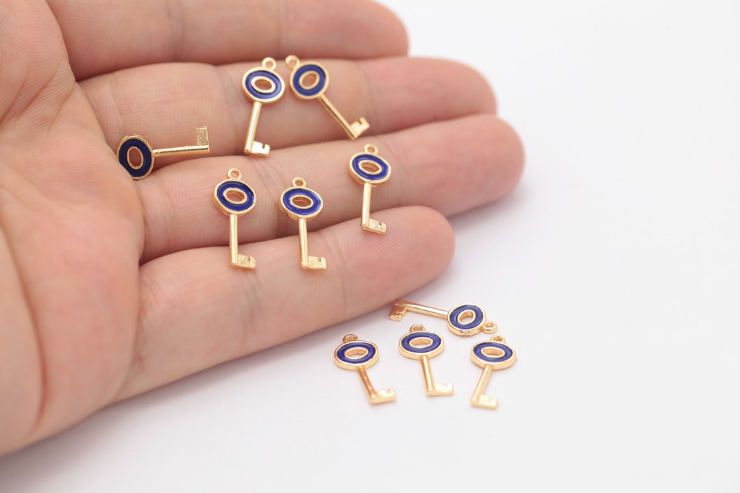 1 Pcs 24k Shiny Gold Plated Key Charms,key Pendant, Gold Key Charm ...