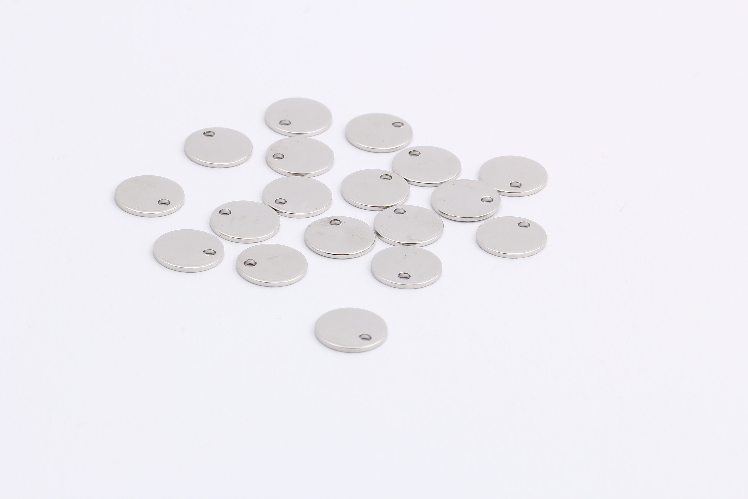 12 Pcs 10mm Silver Plated Hammered Disc, Circle Disc, Stamping ...
