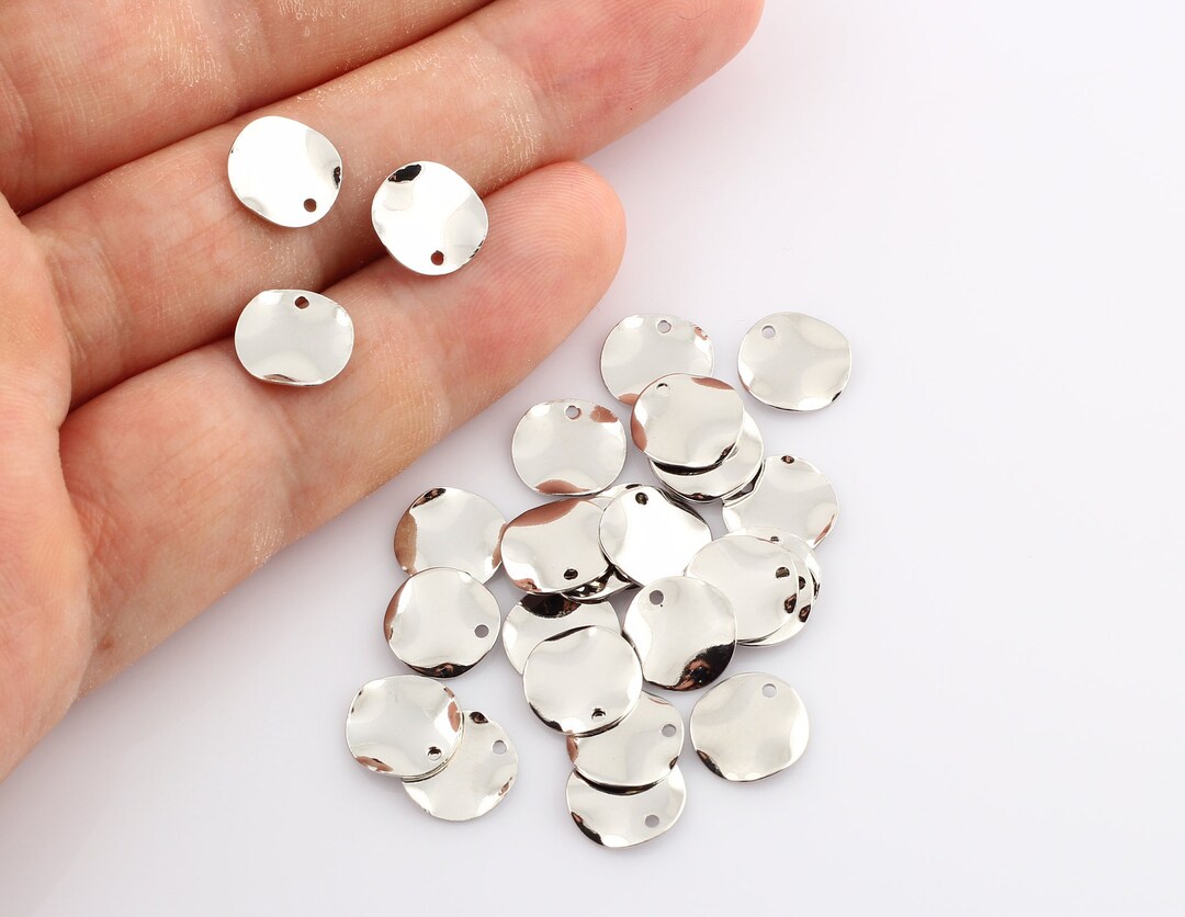10mm Silver Plated Hammered Disc, Circle Disc, Stamping, Hammered Coins ...