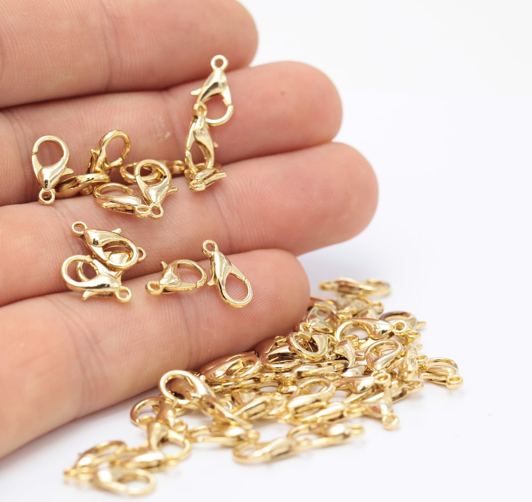 10 Pcs 12mm 24k Shiny Gold Claw Clasp , Lobster Clasp , Round Spring ...
