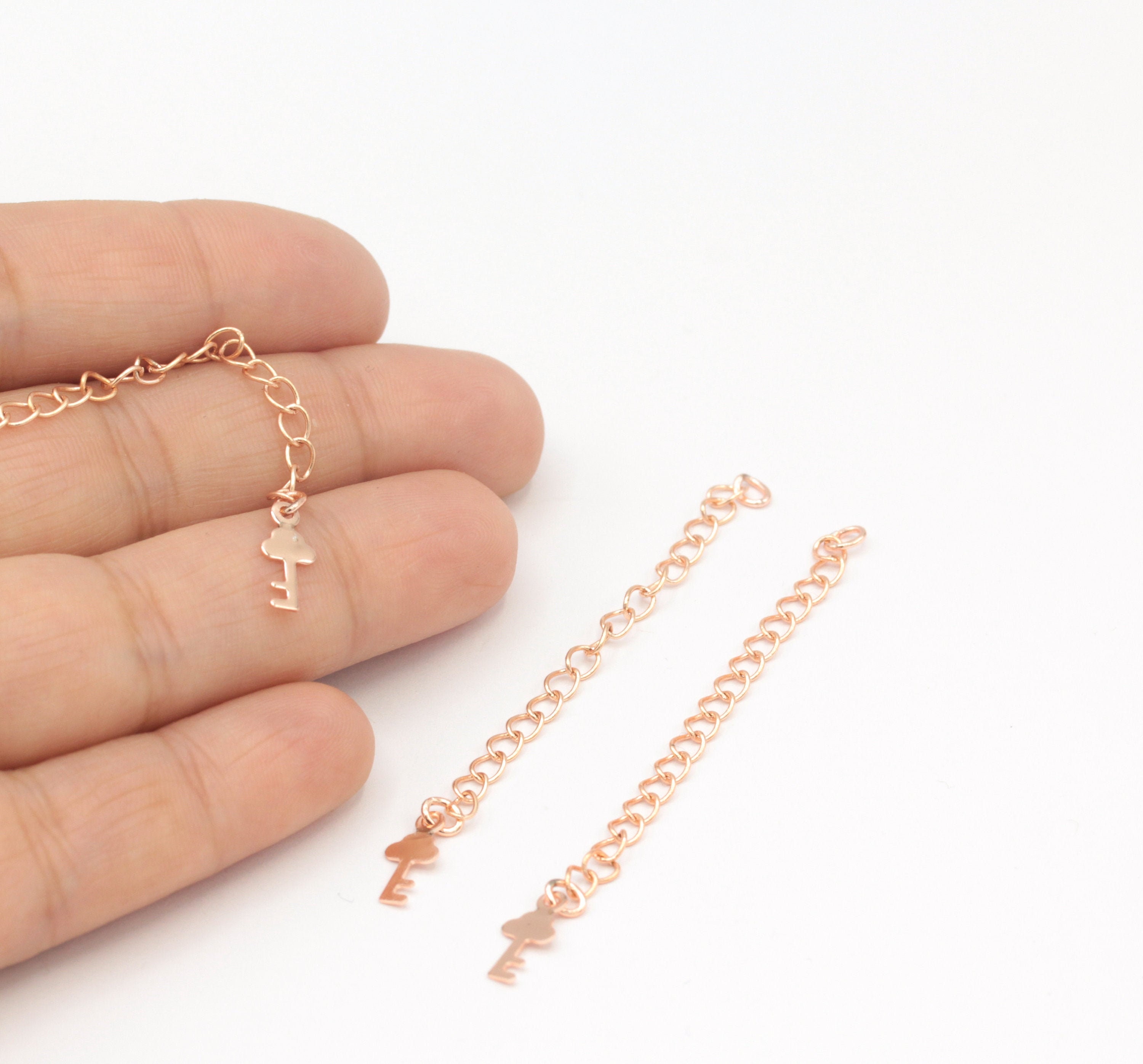 3 Pcs Rose Gold Plated Key Extender Chain Rose Gold Key | Etsy