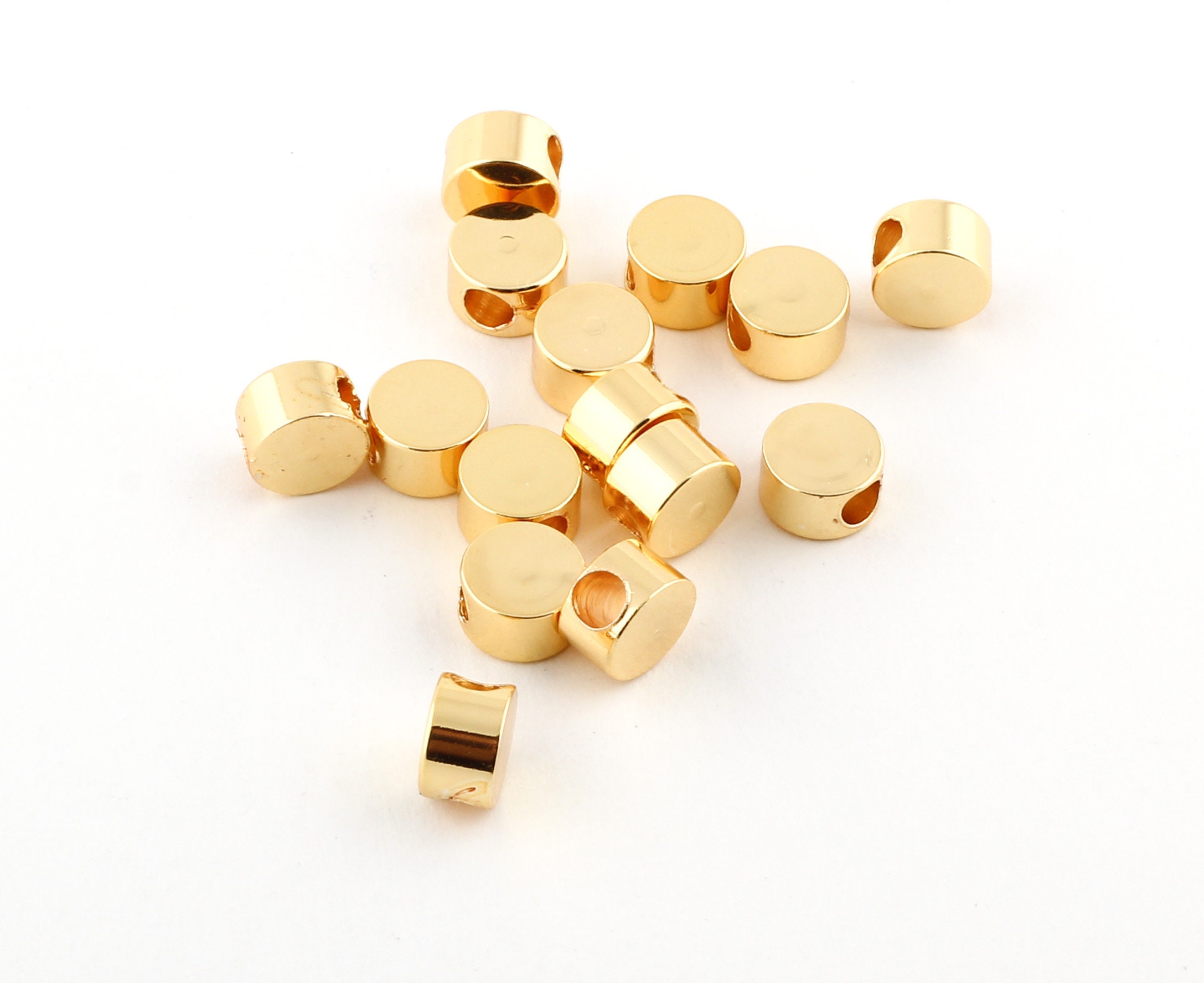 7mm 24k Shiny Gold Round Coins, Flat Round Beads, Stamping Tag , Barrel ...