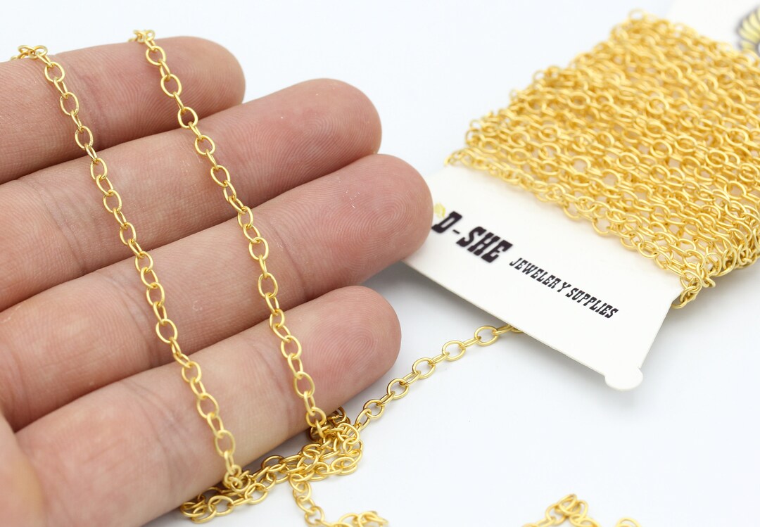3x4mm 24k Matt Gold Plated Chains , Curb Chains, Soldered Chains ...