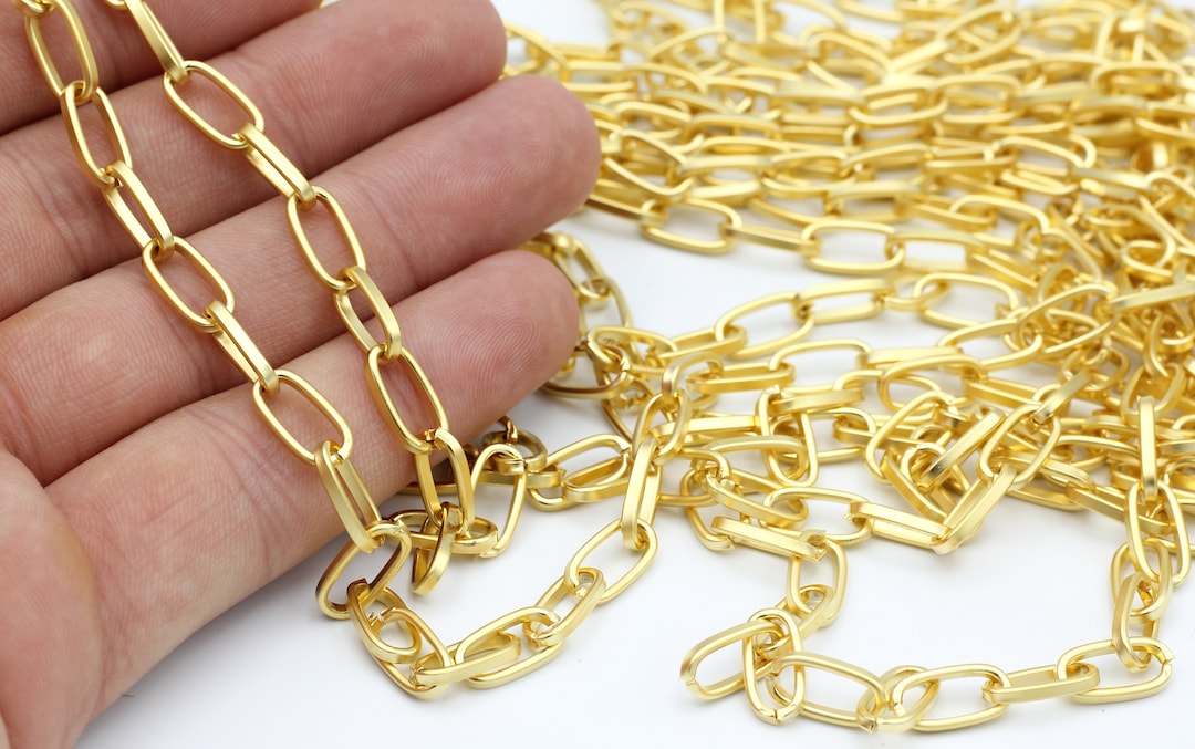 6x12.5 Mm 24k Matt Gold Plated Oval Chains,matt Gold Oval Chains, Oval ...