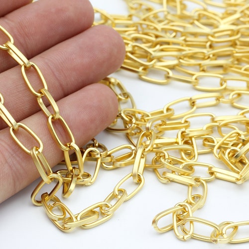 6x12.5 Mm 24k Matt Gold Plated Oval Chainsmatt Gold Oval - Etsy