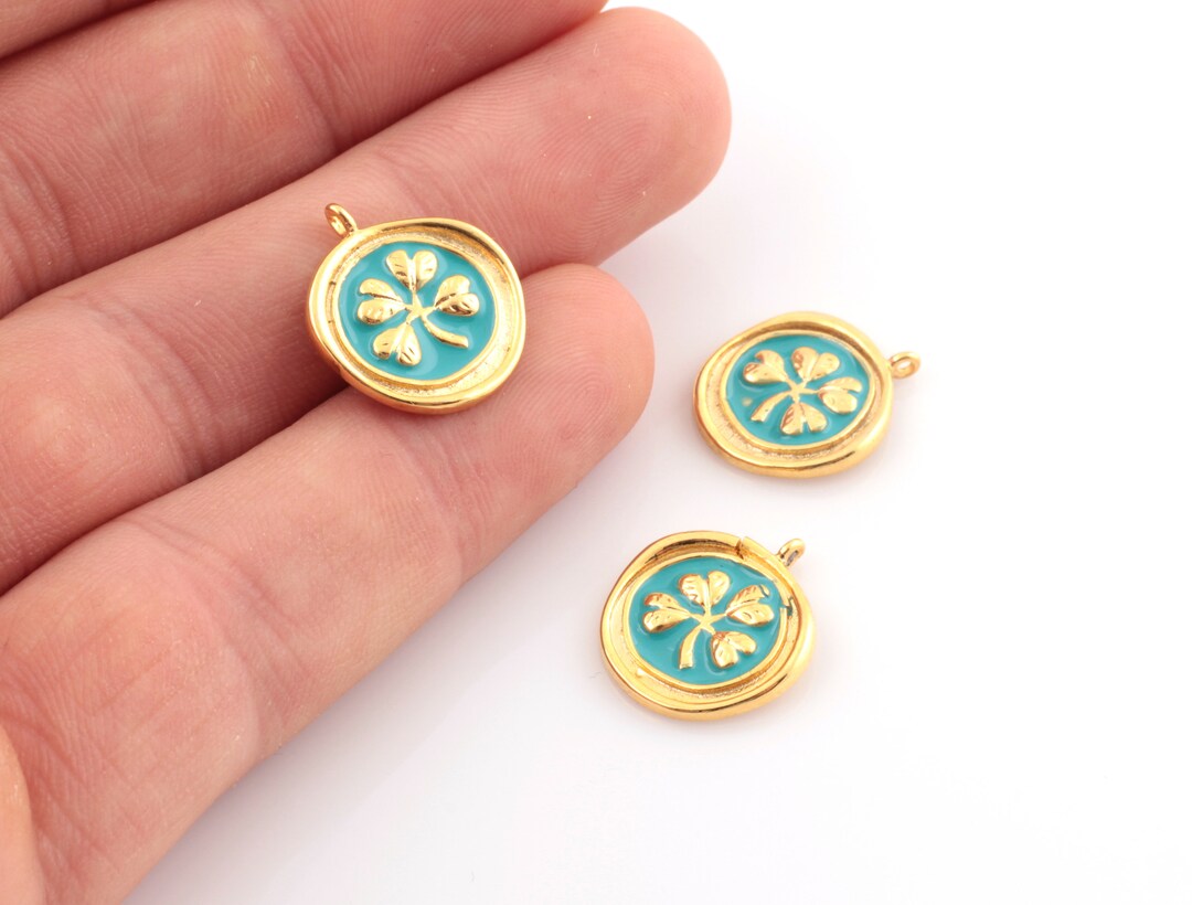 24k Shiny Gold Plated Clover, Clover Necklace, Clover Pendant, Clover ...