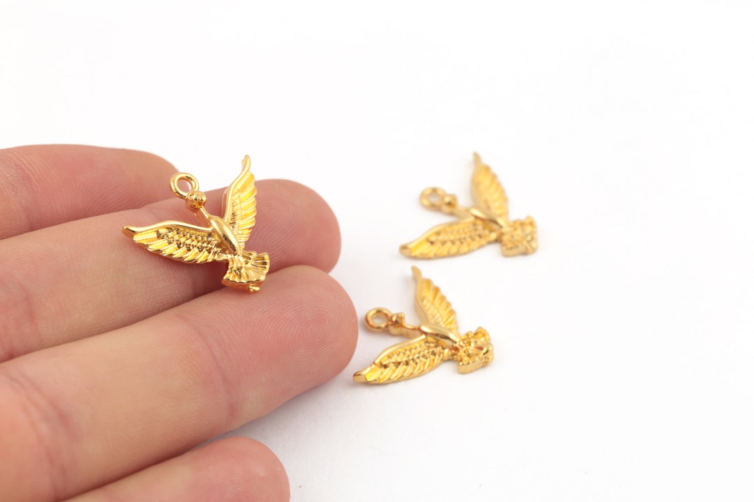 20x23mm 24k Shiny Gold Plated Bird Charms, Gold Plated Bird Necklace ...