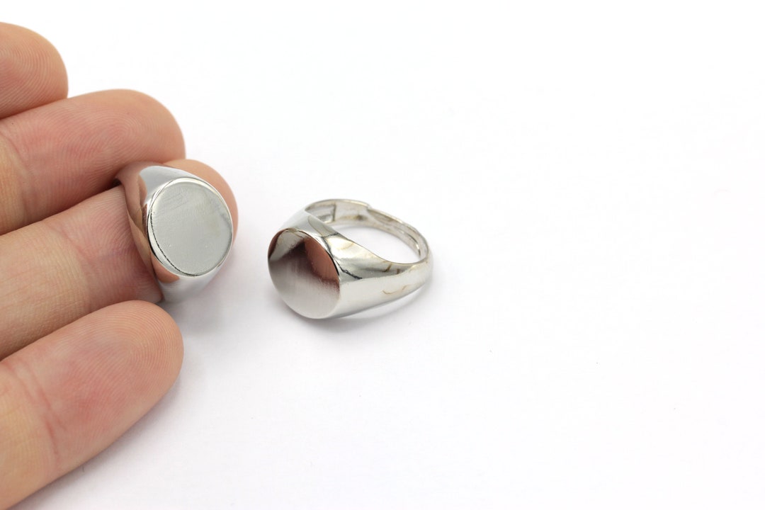 1 Pcs 17-18mm Silver Plated Adjustable Ring , Wholesale Rings, Signet ...