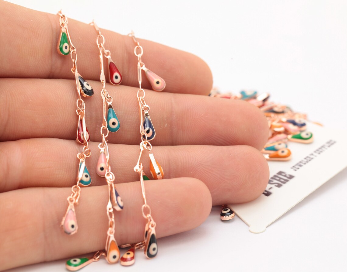 3.3 feet Rose Gold Plated Evil Eye Chain Evil eye Chains | Etsy