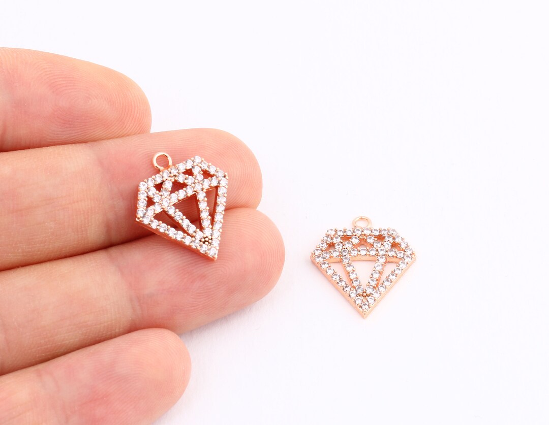 16x18mm Rose Gold Plaqué Cz Pave Charms, Micro Pave Daimond Pendentif ...