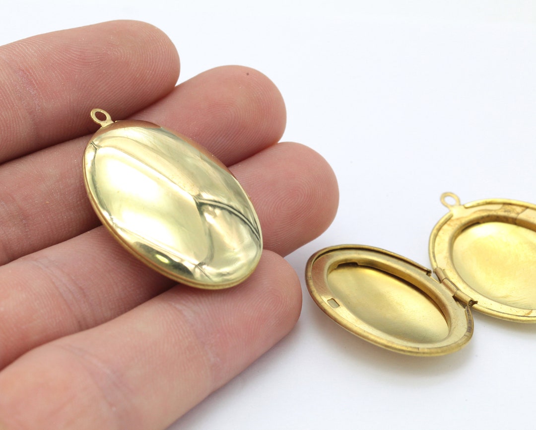 Raw Brass Locket Charms, Polished Made Necklace , Raw Brass Oval ...
