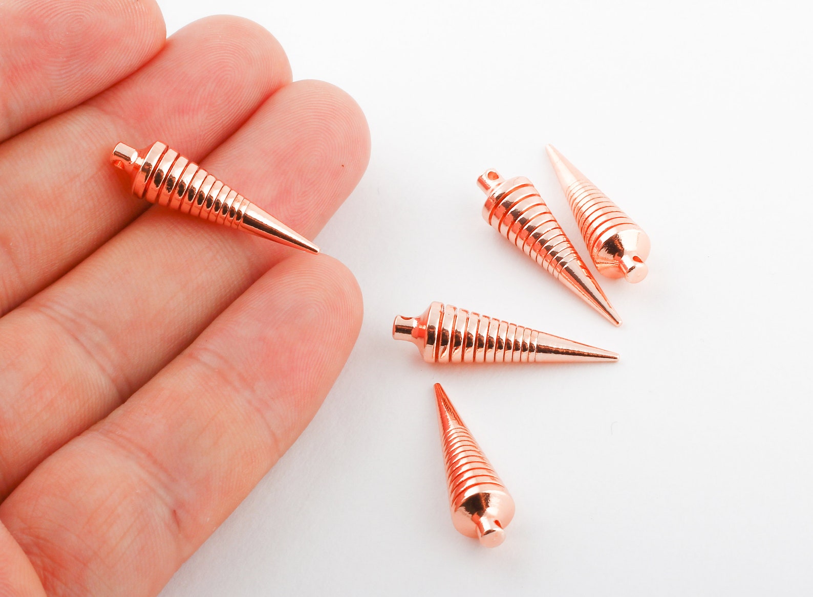 Rose Gold Plated Spike Charms Long Bar 7x27mm Pendant | Etsy