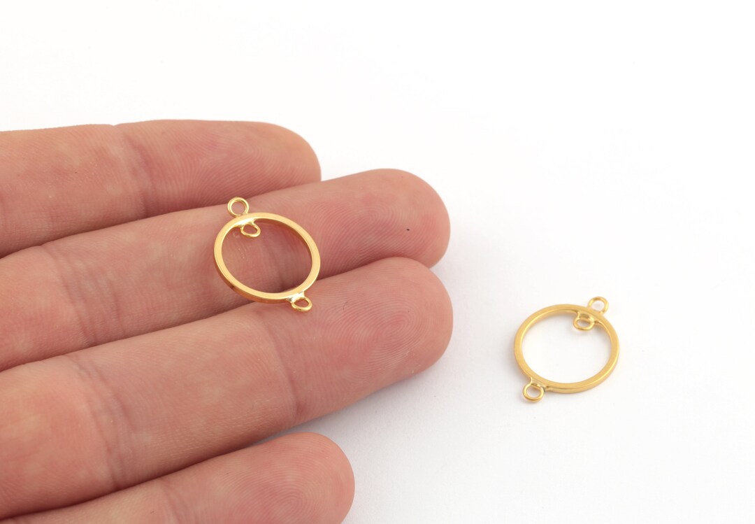 15x21mm 24k Shiny Gold Plated Rings ,multi Hole Round, 3 Hole Ring ...