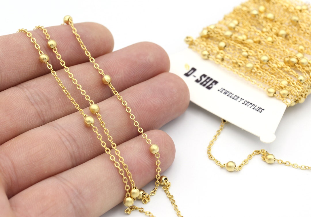 3mm 24k Matt Gold Plated Satellite Chains, Soldered Chains, Ball Chains ...