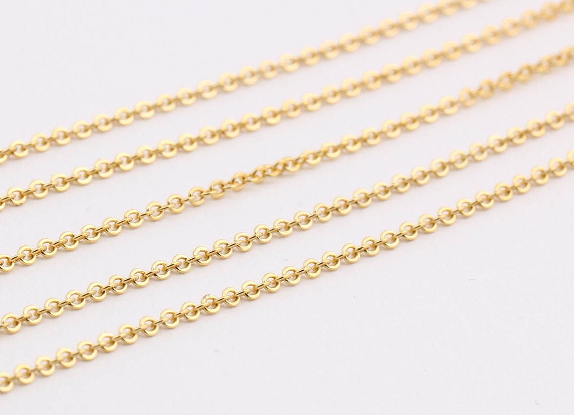 1.30x1.60 Mm , 24k Shiny Gold Plated Brass Cable Chains, Gold Plated ...