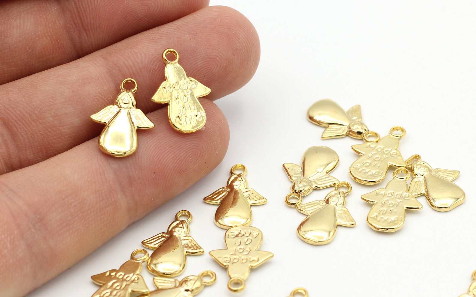 5 Pcs 24k Shine Gold Plated Charms , Angel Charms , Angel Necklace ...