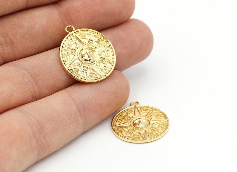 24k Shiny Gold Medallion Antique Greek Pendant Greek Coins - Etsy