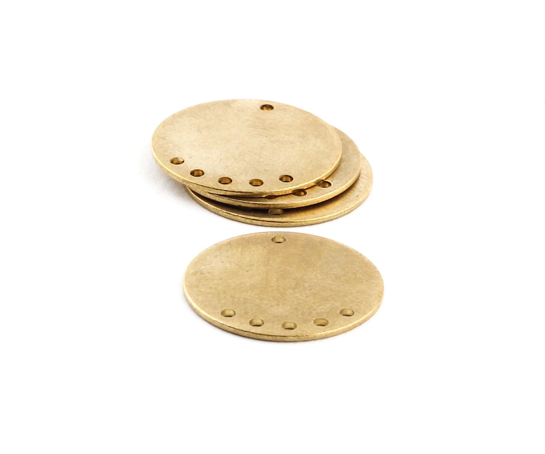 12 Pcs Raw Brass Disc , Round Coins , 6 Hole Disc , Stamping Blank, DS ...