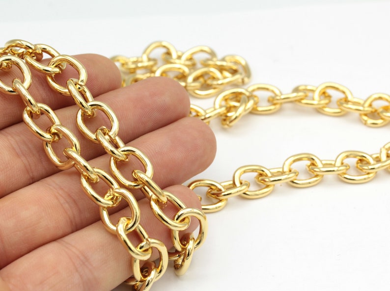 11x13mm Shiny Gold Plated Round Linked Chains Gold Oval - Etsy