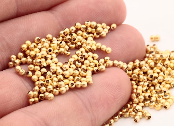 50 Pcs Matt Gold Ballsspacer Ballshollow Beadstiny Spacer | Etsy
