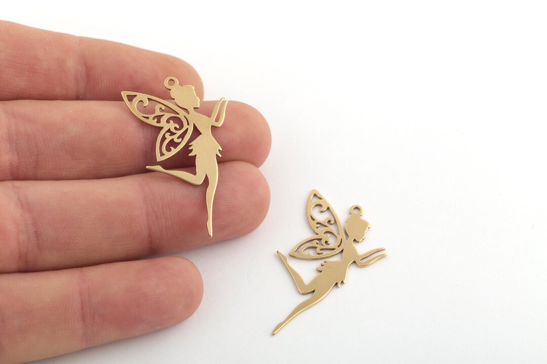 Raw Brass Laser Cut Fairy Charms, Fairy Angel Charms, Fairy Pendant for Necklace & Earring ...
