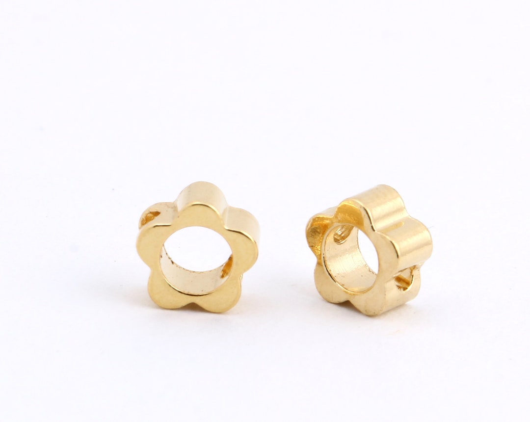 5 Pcs 24k Gold Plated Triangle Beads , Spacer Beads , Necklace Findings ...