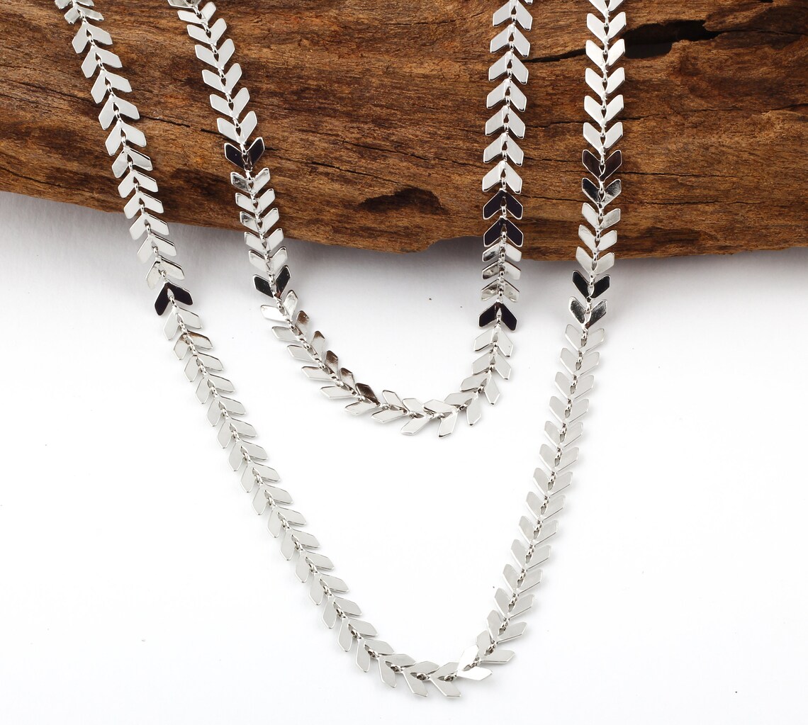 3,3 Feet 6mm Silver Plated, Silver Arrow Chains , Chevron Chains ...