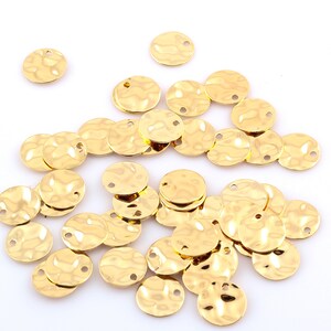 10mm Gold Plated Round Charms, Round Disc, Gold Plated Stamping Tag-gld ...