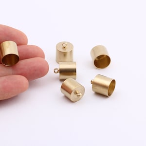 10 Pcs Raw Brass End Cap, Hole Inner 12mm , Solid Brass End Cap , Cord ...