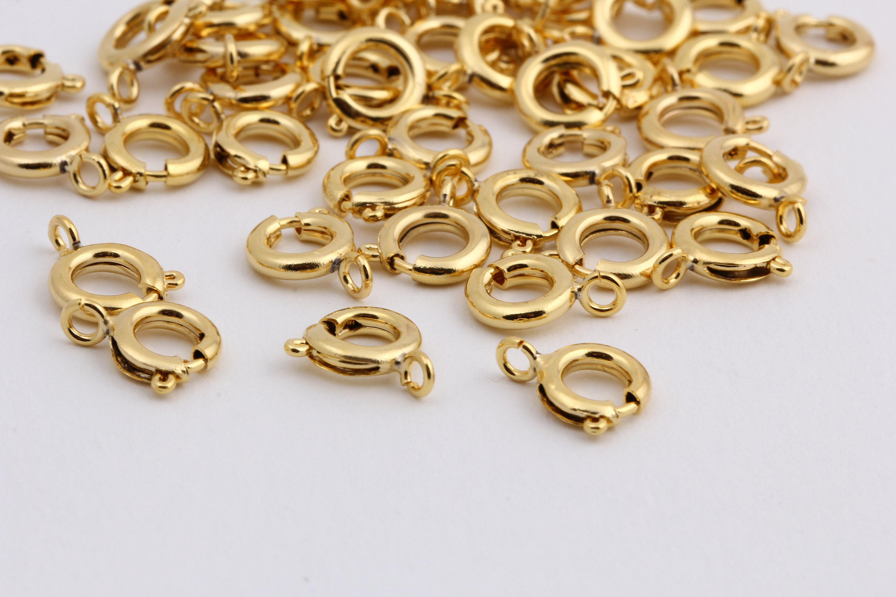 10 Pcs 24k Shiny Gold Plated Round Spring Clasp ,brass Round Clasp ...