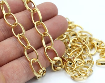 4.5x14mm Shiny Gold Plated Oval Chains Gold Oval Chains Oval - Etsy