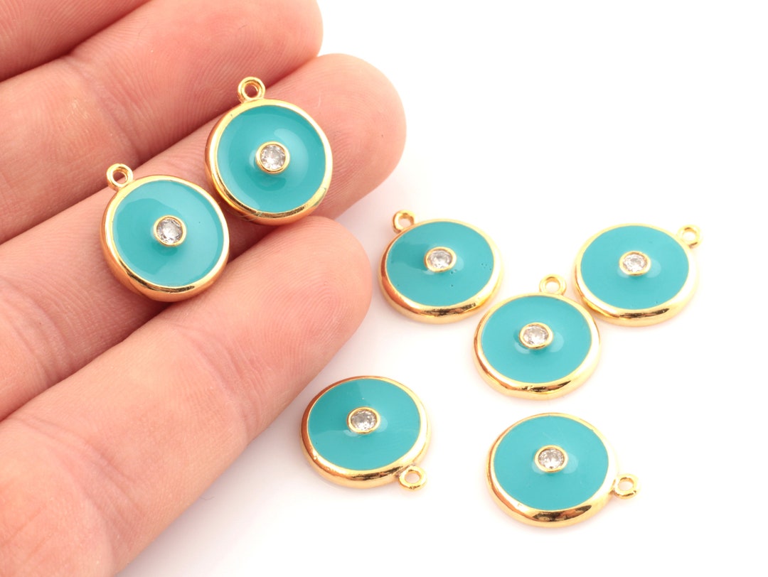 15x17mm 24k Shiny Gold Plated Medallion Charms ,turquoise Charms ...