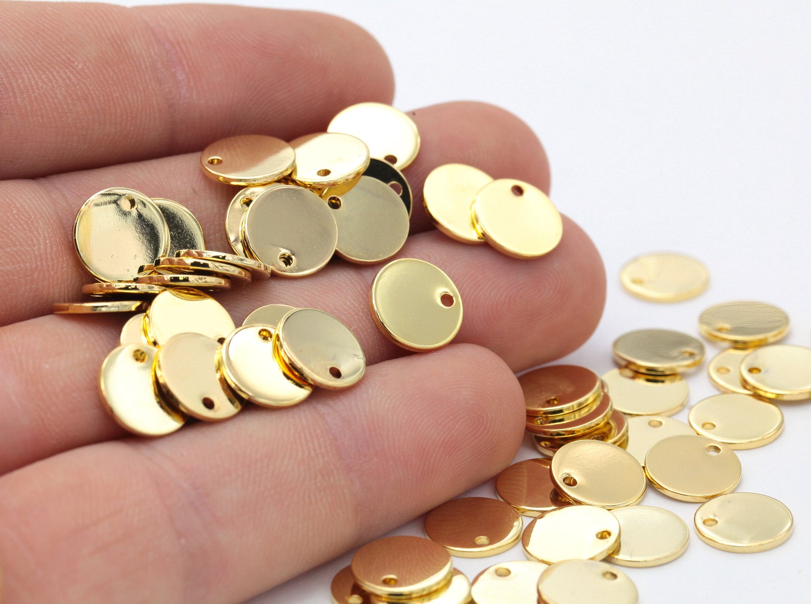 12 Pcs 10mm 24k Gold Plated Round Charms Round Disc Gold - Etsy