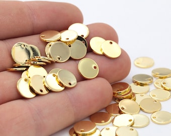 10 Pcs 8mm 24k Gold Plated Round Charms Round Disc Gold - Etsy