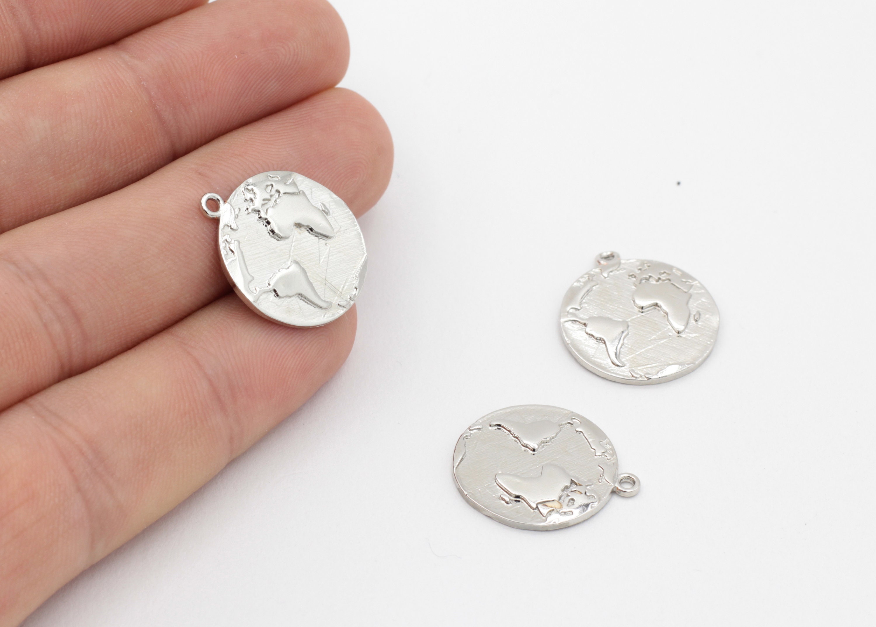 19x22mm Silver Plated World Map PendantEarth Pendant World | Etsy