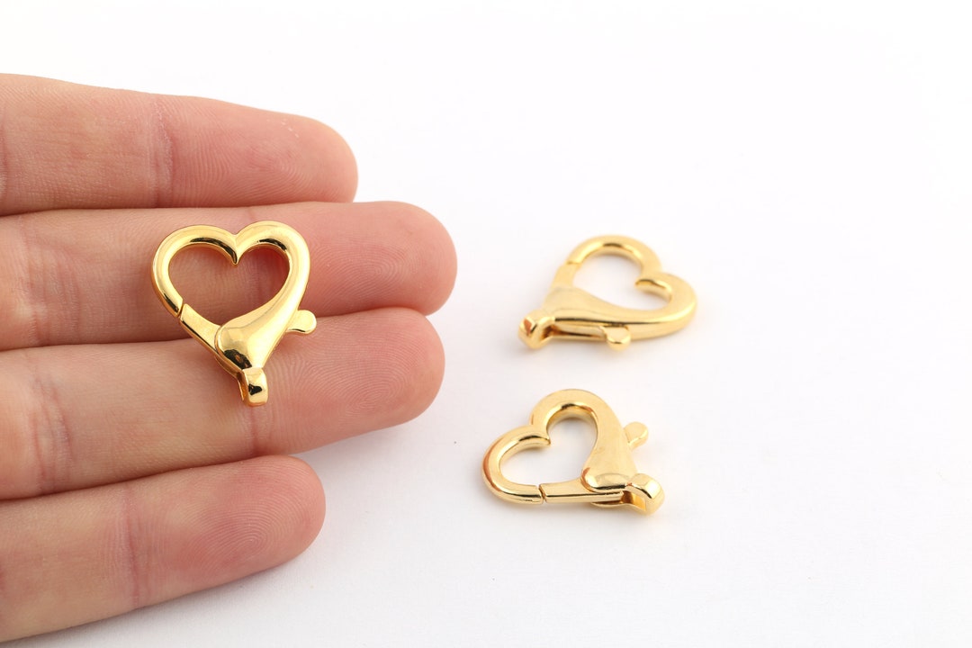 1 Pcs 22x26mm 24k Shiny Gold Plated Key Chain Rings, Heart Shaped ...