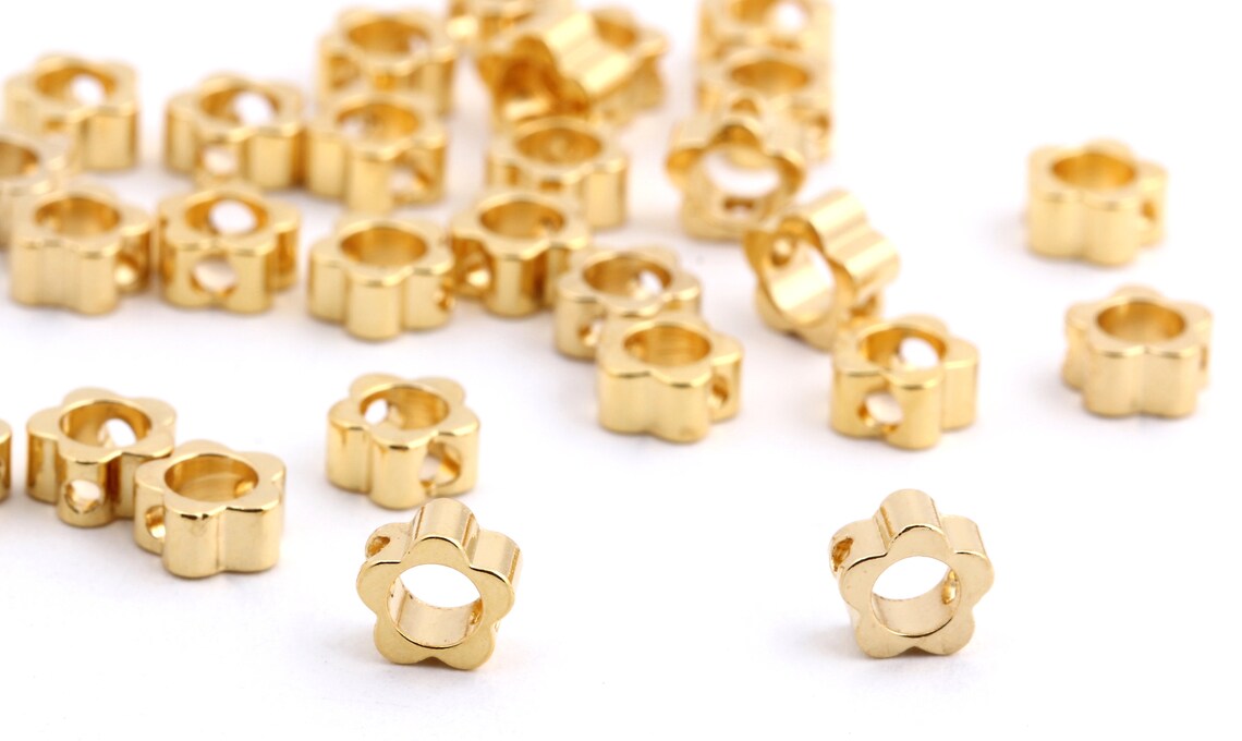 5 Pcs 24k Gold Plated Triangle Beads Spacer Beads Necklace | Etsy