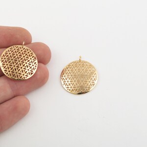 Flower of Life Pendant , Energy Symbol, 24k Shiny Gold Plated Yoga ...