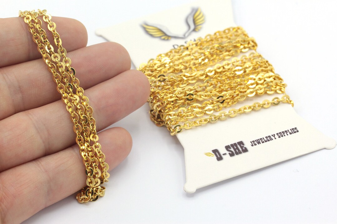 24 K Shiny Gold Plated Curb Chains , Soldered Chains , Bar Chains ...