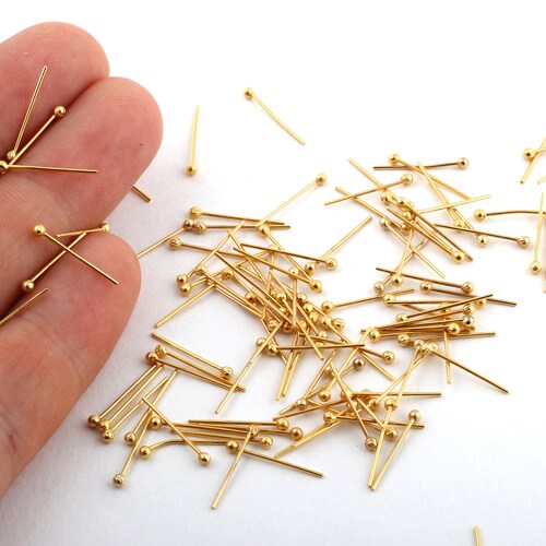 50 Pcs 15mm 24k Shiny Ball Head Pin Gold Plated Ball Head - Etsy
