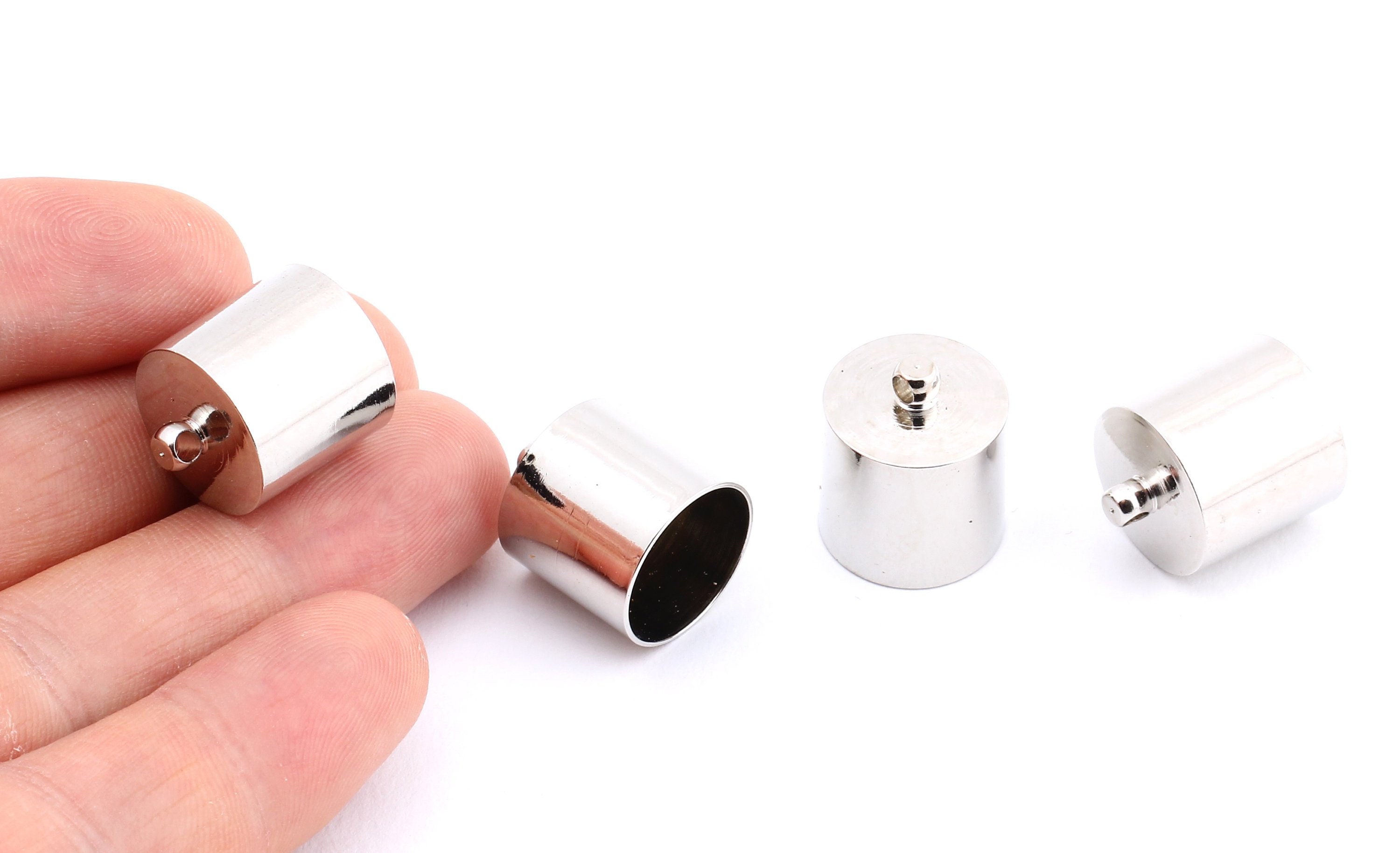 2 Pcs Silver Plated End Cap Hole Inner 14mm Huge end caps | Etsy